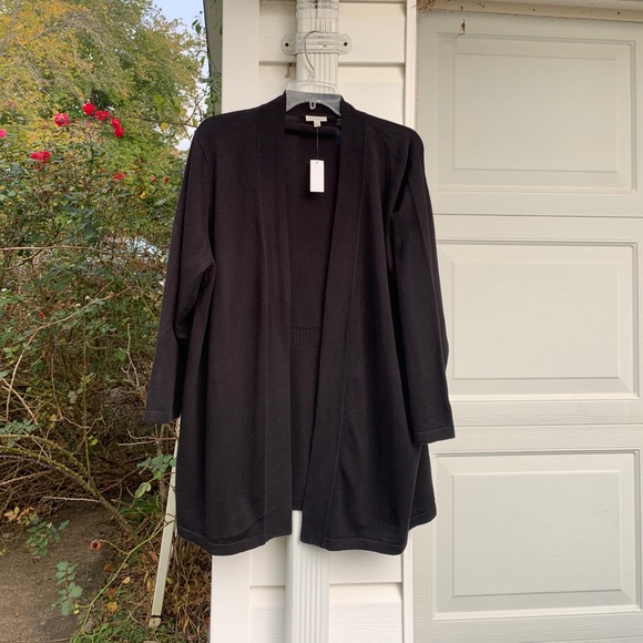Talbots | Sweaters | Nwt Talbots Pretty Black Flyaway Cotton Cardigan ...